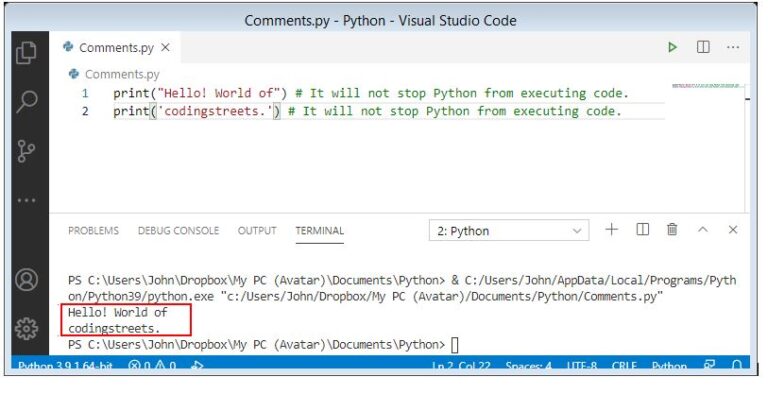 Introduction To Python Comments Concept Codingstreets