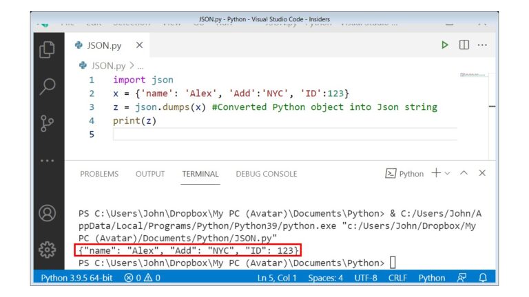 Introduction To Python Json With Examples Codingstreets